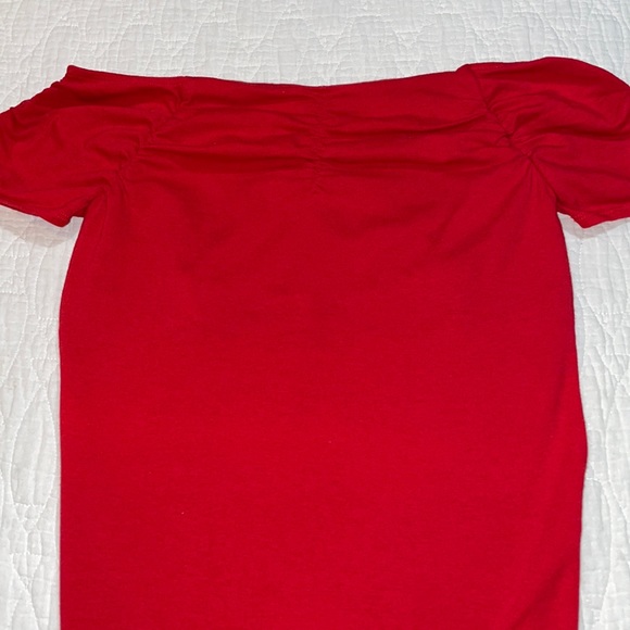 Express | Tops | Red Off The Shoulder Shirt With Ruching At The Top In ...